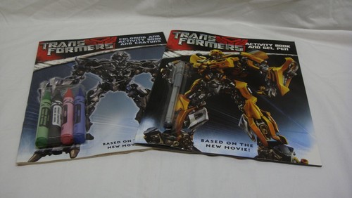 TRANSFORMERS 2 ACTIVITY BOOKS WITH GEL PEN CRAYONS OPTIMUS PRIME ...