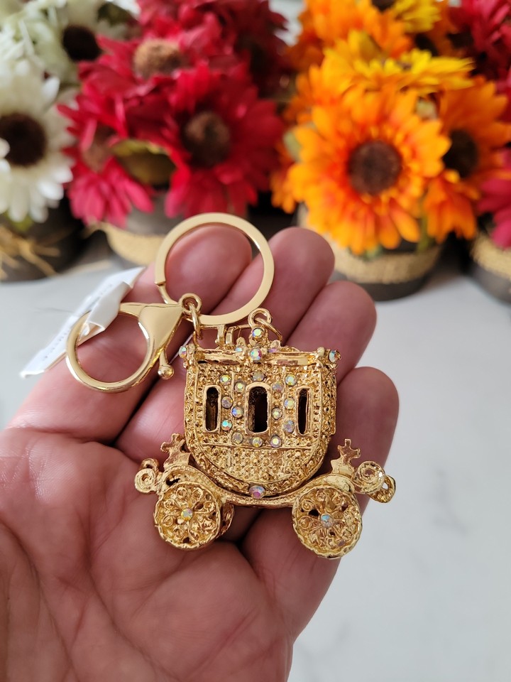 Gold Coach Princess Rhinestone Purse Charm Royal Carriage Keychain | eBay