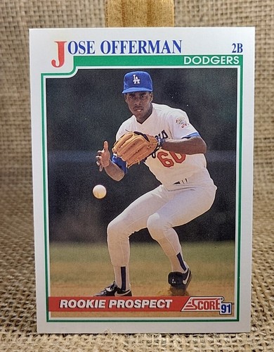 1991 Score Jose Offerman Rookie Prospect RC Baseball Card #343 Dodgers ...