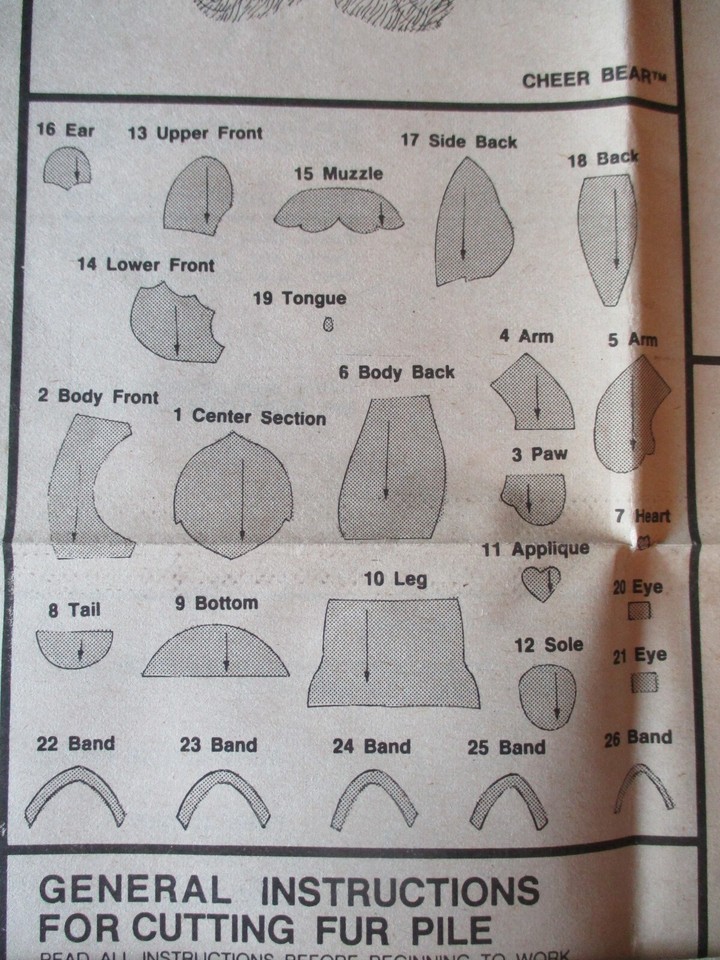 Butterick Pattern 6230 Care Bears Cheer Bear Rainbow 17" Tall Uncut ...