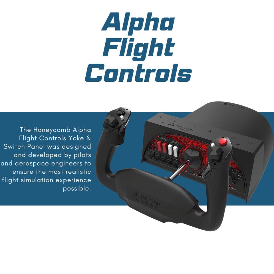 Honeycomb Aeronautical Alpha Flight Controls Yoke and Switch Panel ...
