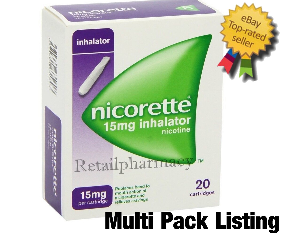 Nicorette Inhalator 15mg pack of 20 cartridges PACKS 1 2 3 6 12 18 Exp ...