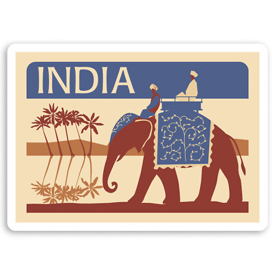 2 x 10cm India Vinyl Stickers - Indian Elephant Travel Luggage Sticker ...