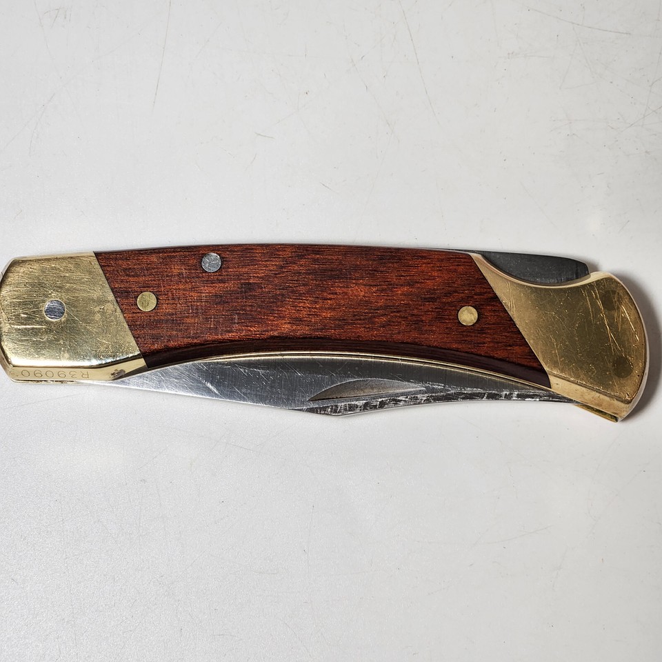 VTG Schrade LB7 USA Lockback Folding Knife Brass & Wood R39090 Good ...