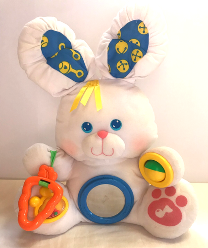 Vintage 1989 Fisher Price Bunny Plush Activity Baby Toy 17" Rattle ...
