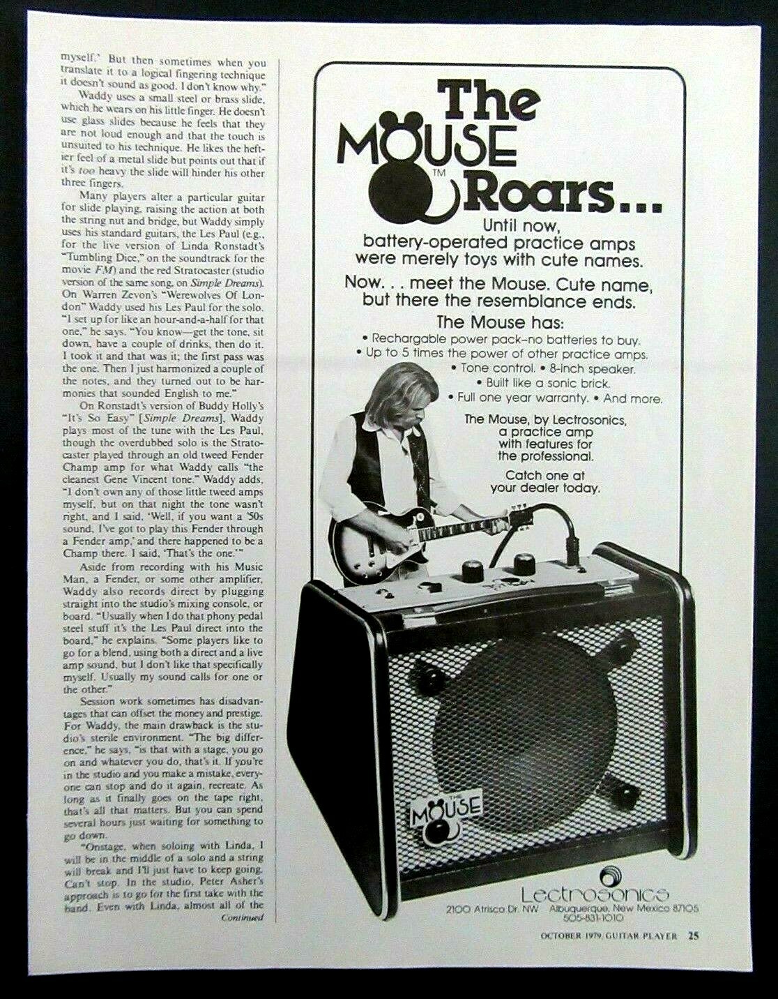 1979 LECTROSONICS "THE MOUSE" Battery Operated Practice Amp - Guitar ...