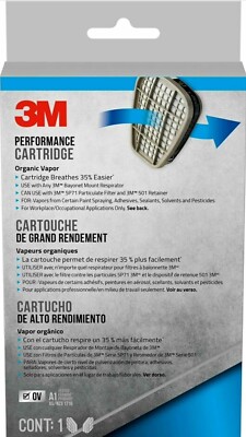 3M Performance Organic Vapor Cartridge 6001 Sealed Exp 12 2026 1 Pack ...
