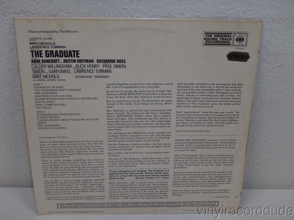 SIMON & GARFUNKEL The Graduate Soundtrack OST 1968 EX! UK 1st LP CBS S ...