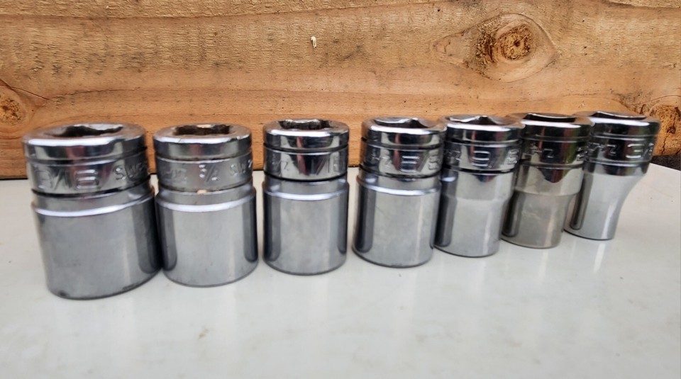 Vintage Snap-on 1/2" Drive SAE 11 Piece Socket Set 3/8" - 1-5/16" 12 ...