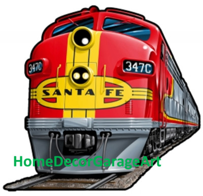 Santa Fe Locomotive Railway Railroad Cutout Metal Sign Train Room ...