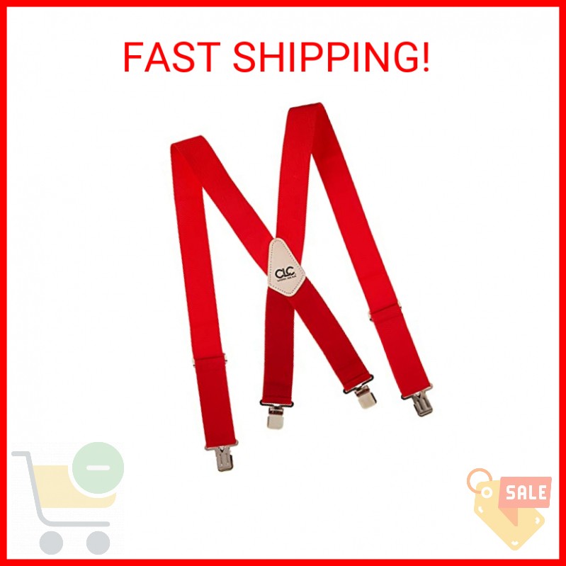 Custom Leathercraft 110RED Heavy Duty Work Suspenders, Elastic Straps ...