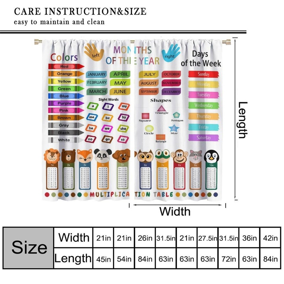 ABC Education Curtains for Kids,Cartoon Cute Learning Theme Print ...