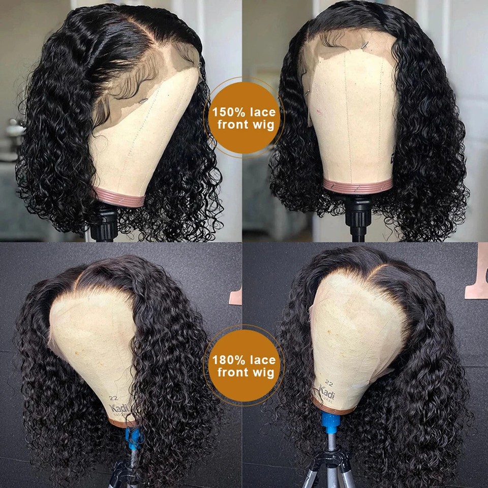 Kinky Curly Edge Wigs Short Bob Lace Front Human Hair Wig PrePlucked ...