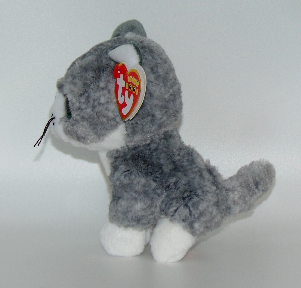 New! Ty Beanie Boos FERGUS the Gray & White Kitty Cat 6" nwt's | eBay