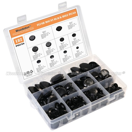 182x Flush Mount Black Hole Plug Cap Assortment Auto Body Sheet Metal ...