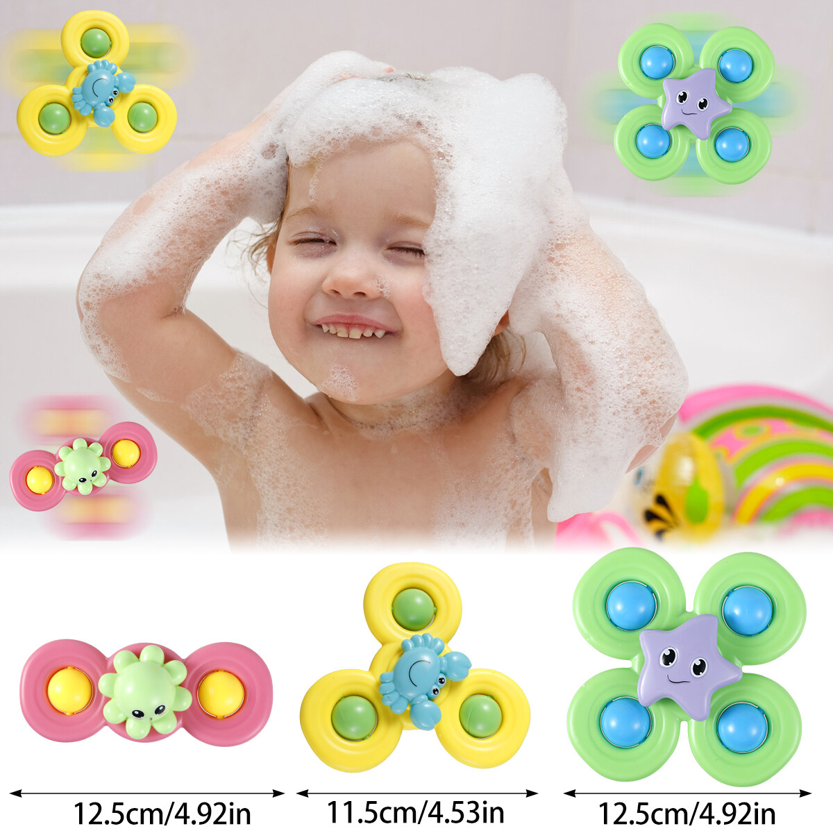 3pcs Suction Cup Spinning Top Toys Spinner Toys Persistent Rotation ...