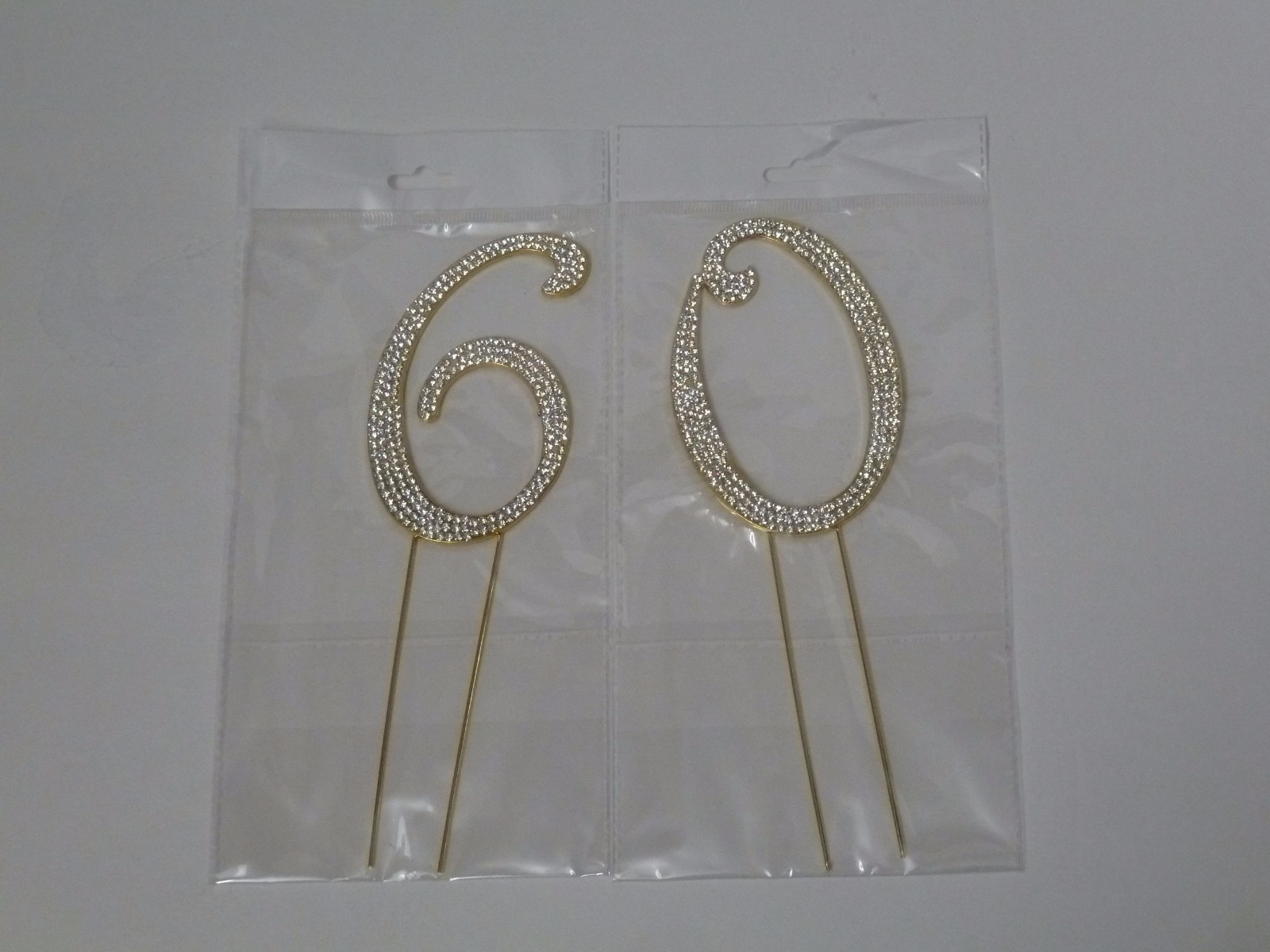 4.5 In. High 50, 60, 65 Gold Tone Numbers Rhinestone Birthday Party ...