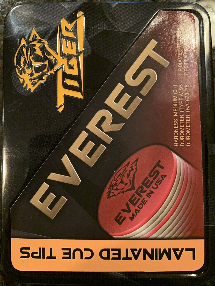 PRO 2 Genuine Tiger Everest Medium Laminated Pool/Snooker Cue Tips ...
