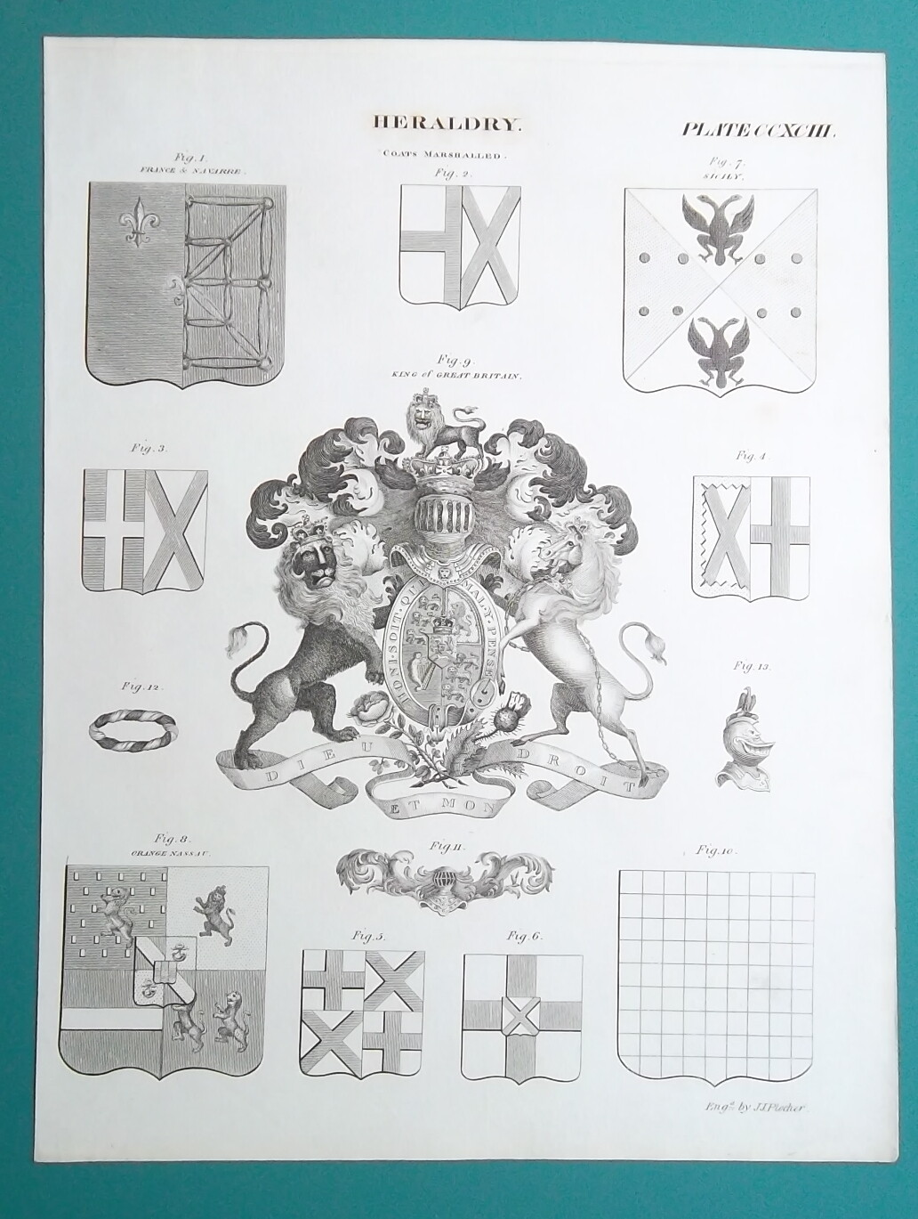 HERALDRY Coat of Arms Sicily King of Great Britain Helmet - 1816 ...