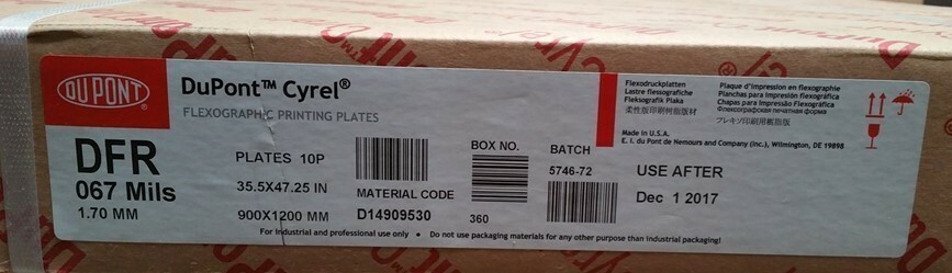 (10 Plates) DuPont Cyrel DFR 067 MILS Flexographic Printing Plate 35.5 ...
