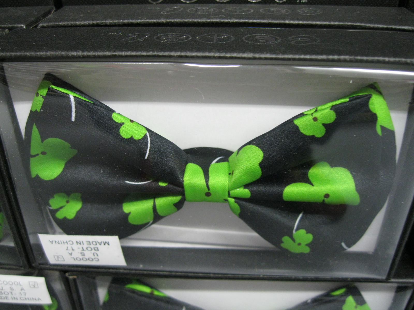 UNISEX ADULT KID BLACK GREEN 4 LEAF CLOVER ADJUSTABLE STRAP BOWTIE BOW ...