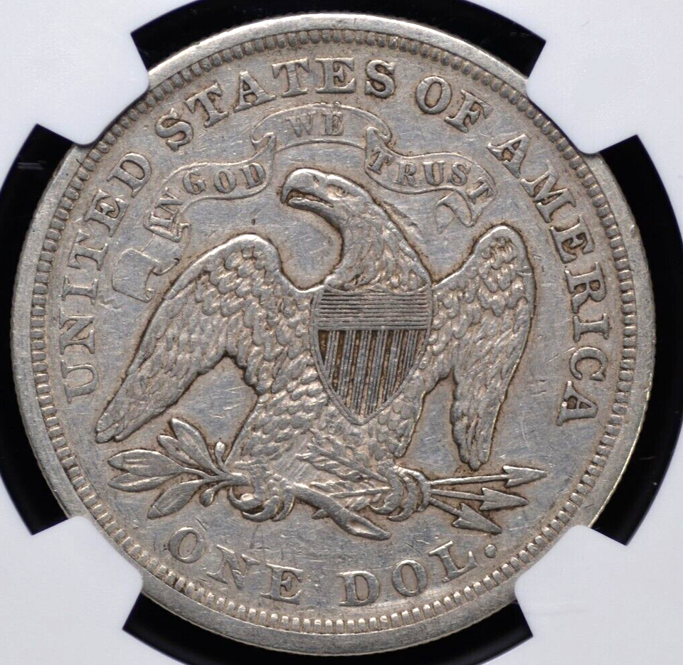 1872 SEATED LIBERTY "WITH MOTTO" DOLLAR NGC XF 40 NATURAL LIGHT ...