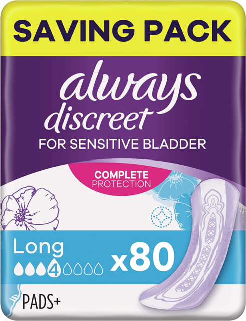 Always Discreet Incontinence Pads for Sensitive Bladder (Pack of 80 ...