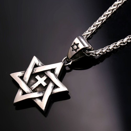 Star of David Cross Pendant & Necklace Chain christian Israel Jewish ...