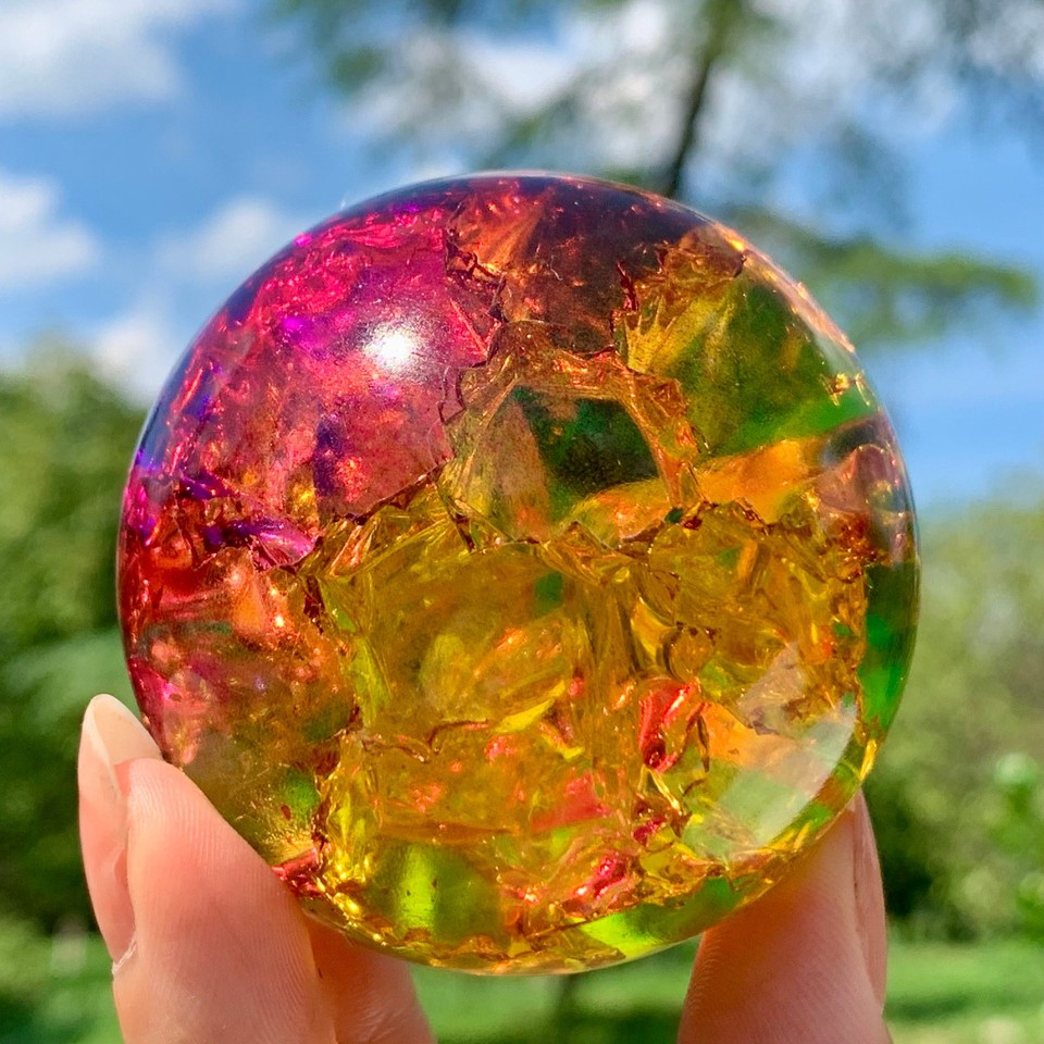 285G Natural Titanium Rainbow Quartz sphere Crystal ball Healing | eBay