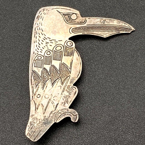 Vintage Northwest Coast Native Raven Bird Silver Pin Brooch | eBay