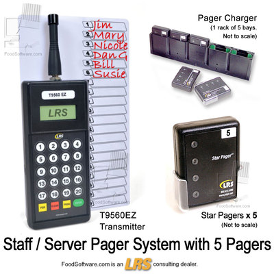 5 Server Pager Restaurant Paging Kit KIT-STAFF5 by Long Range Systems ...