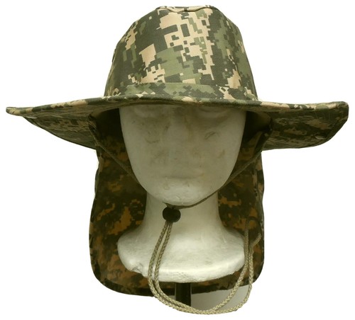 ARMY CAMO BUCKET SUN UV BOONIE BUSH AUSSIE OUTBACK SAFARI JUNGLE FLAP ...