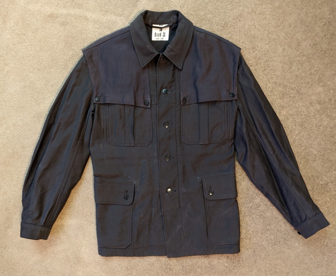 Vtg German Military Work Coat Sz 50 Field Chore Jacket Dark Slate ...