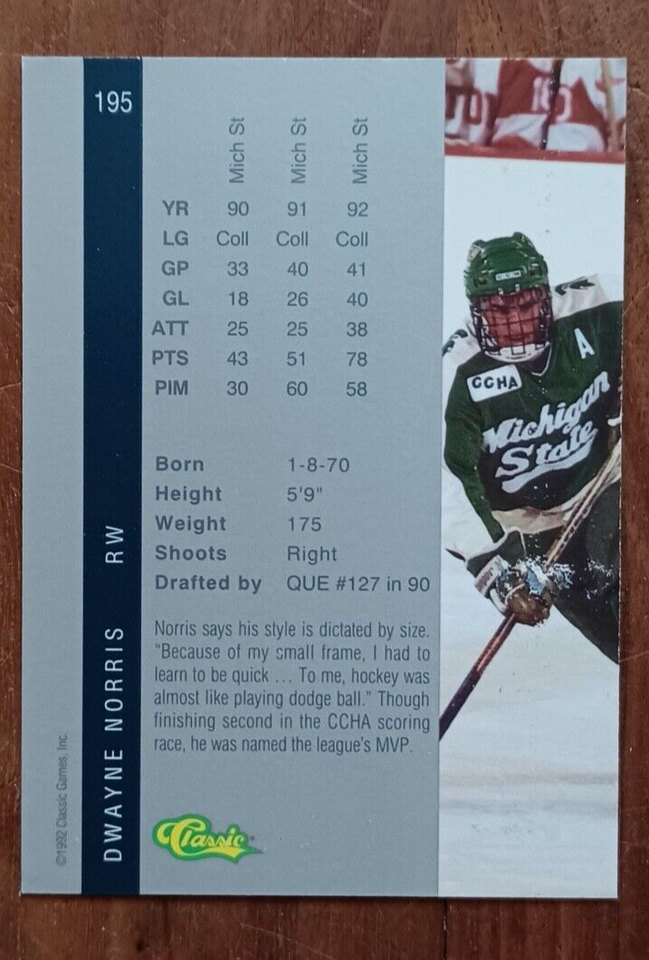 1992 Four Sport Dwayne Norris, Michigan State University Card #195 | eBay