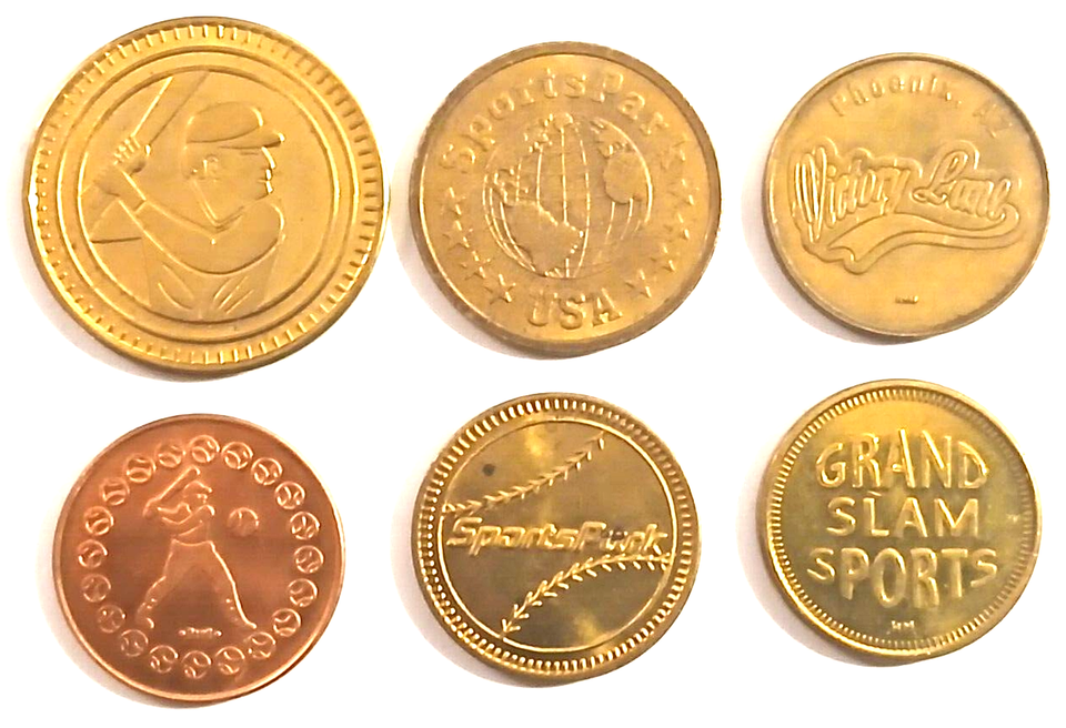 Batting Cages Arcade Token Lot Of 6 All Different Sports Park Grand ...