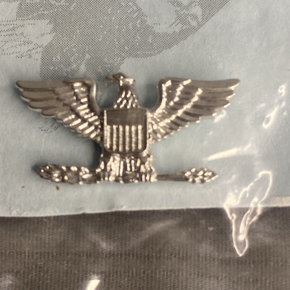 Pair WW2 WWII US Army Colonel Eagle War Bird Device Pin Badge Insignia ...