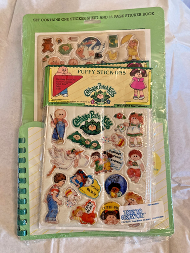 VTG Cabbage Patch Kids Sticker BABY BOOK & Puffy Stick-Ons FULL SET of ...