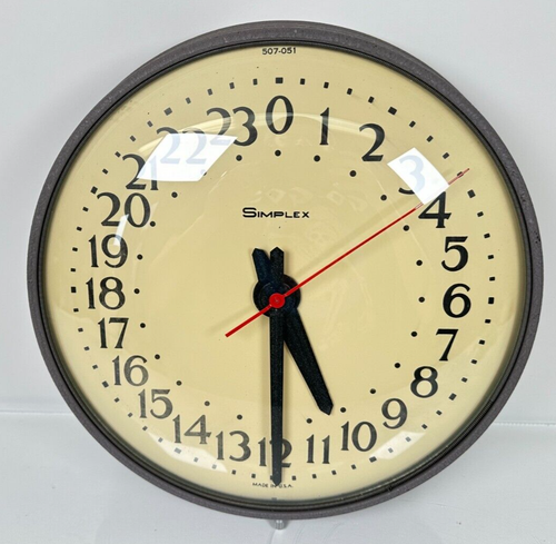 Vintage Simplex 24 Hour Wall Clock 507-051 | eBay