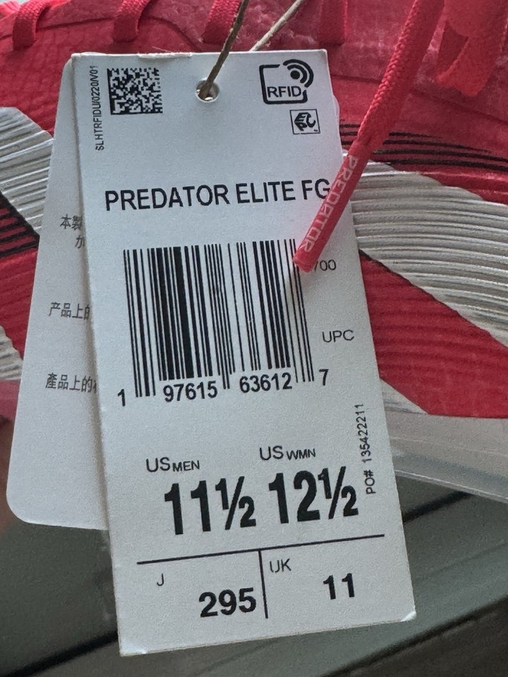 Adidas Predator Elite FG Pure Victory Pack Cleats Red ID3882 Men’s Size ...