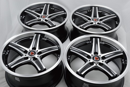 Set of 4 New 18x8 DDR ZK06 Black Machined 18" Wheels Rims 5x115 35mm ...