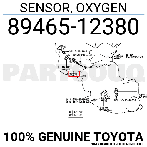 8946512380 Genuine Toyota SENSOR, OXYGEN 89465-12380 | eBay