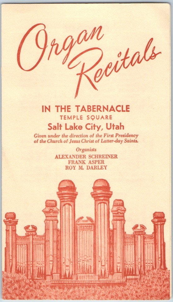 1957 Salt Lake City UT Mormon Tabernacle Organ Recitals Program ...