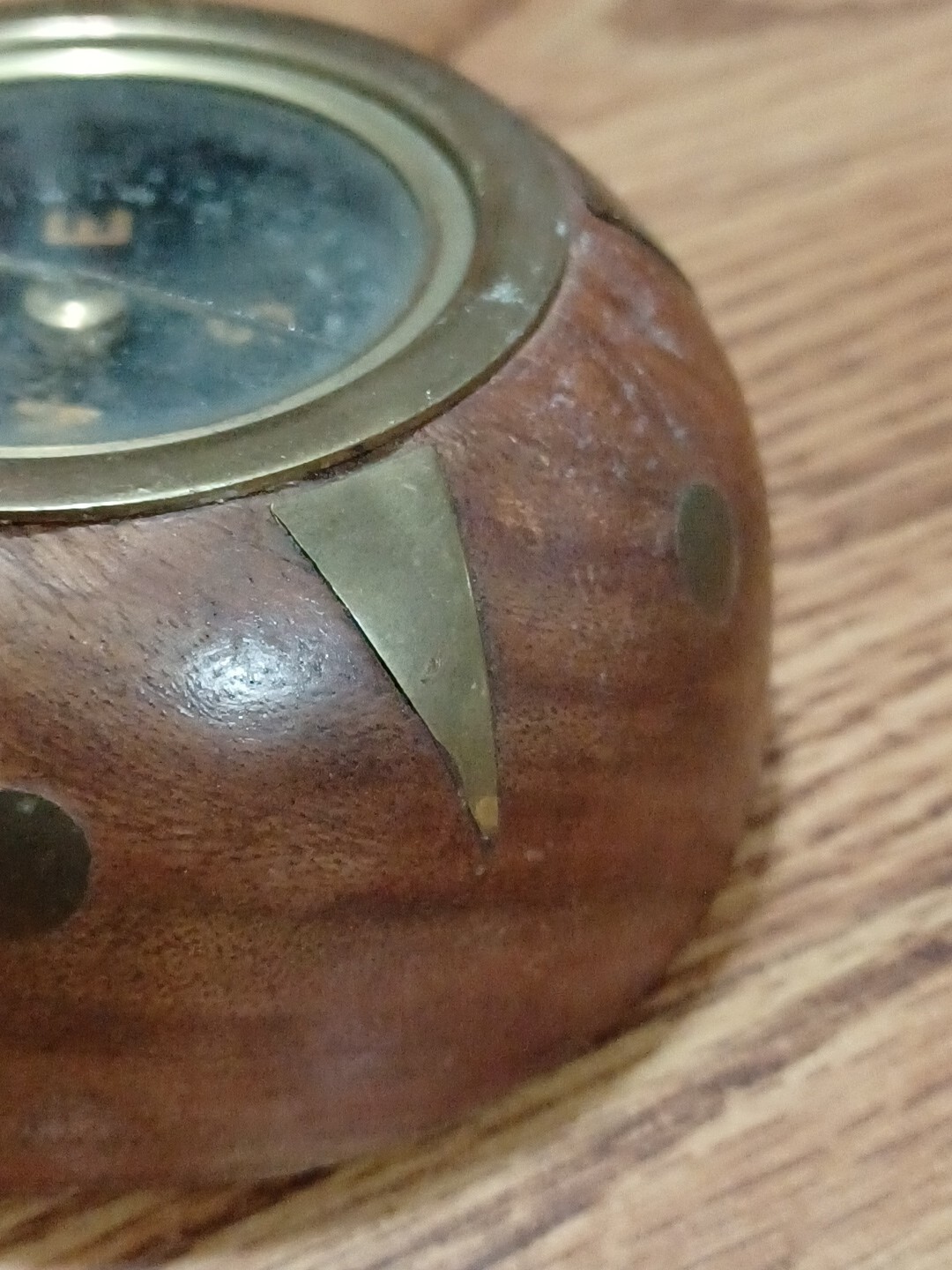 Vintage Mahogany & Brass Compass Paperweight Table Decor | eBay
