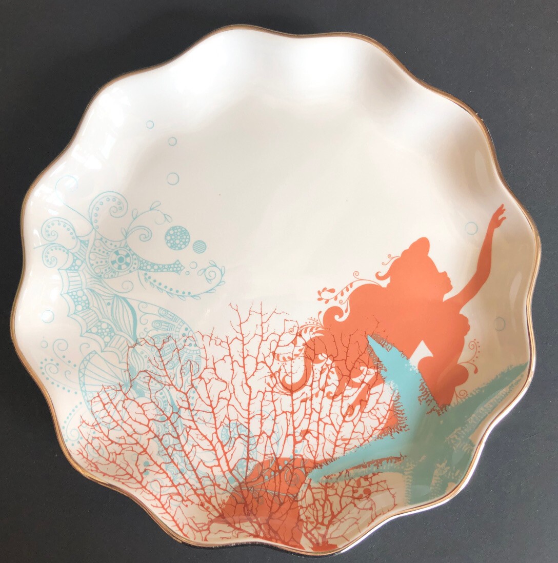 DISNEY PARKS THE LITTLE MERMAID ARIEL SEAHORSE DISH PLATE FAIRY TALES ...