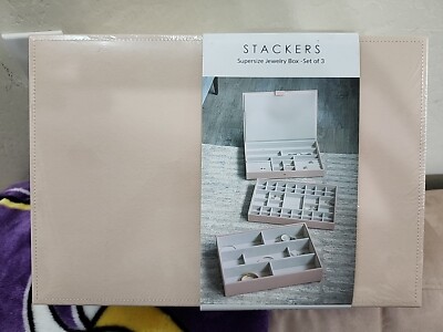 Stackers Supersize Leather & Velvet Jewelery Box Set Of 3 Pink Same Day Shipping | eBay