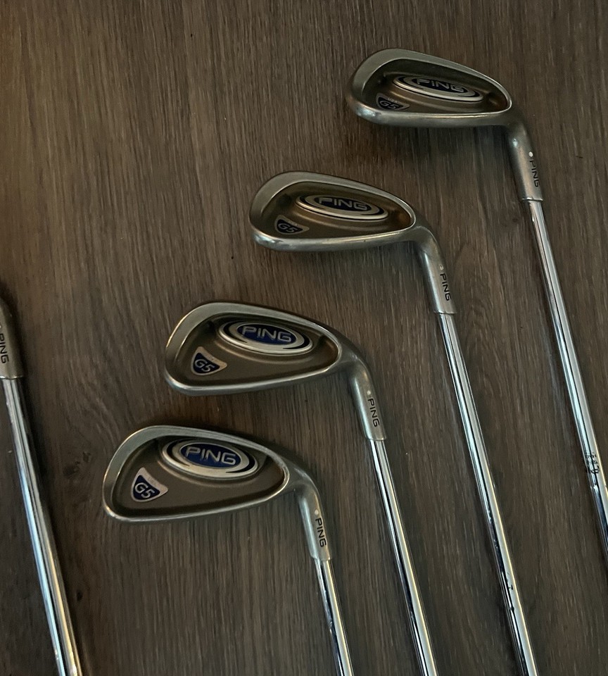 Ping G5 White Dot Golf Iron Set 5-9 PW SW UW Stainless Steel Shaft Men ...