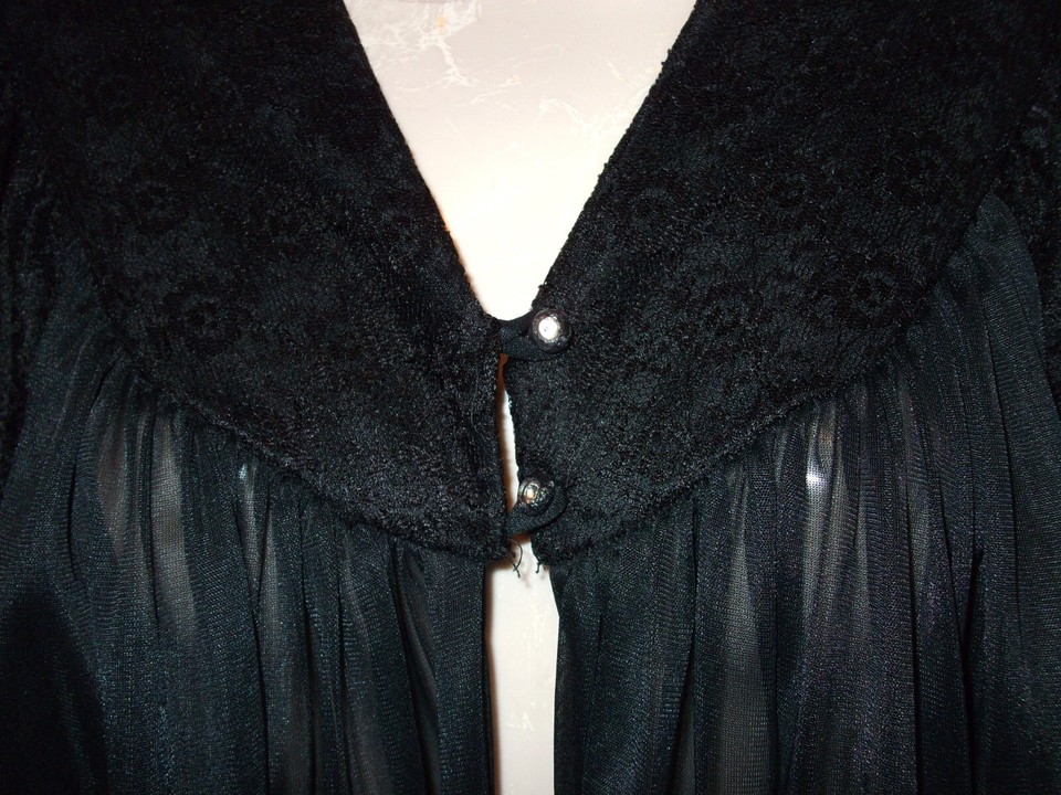 Med.-Lg.Chiffon,sweep,Rhinestone,lace,vintage peignoir for babydoll ...