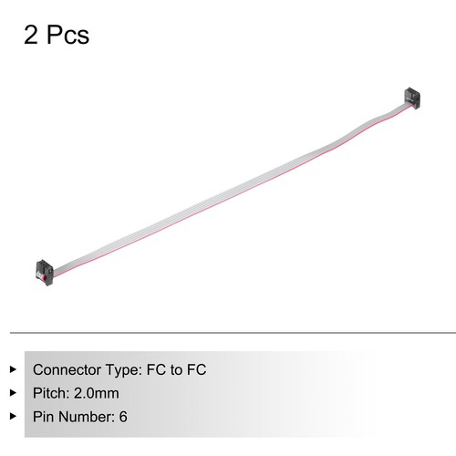 IDC 6Pin Flat Ribbon Cable, 2.0mm Pitch FC to FC Connector 30cm Length ...