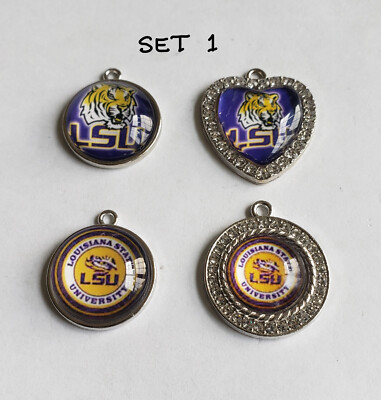 Sale 4pcs charms of LSU Tigers NCAA Sport teams, top glass, enamel ...