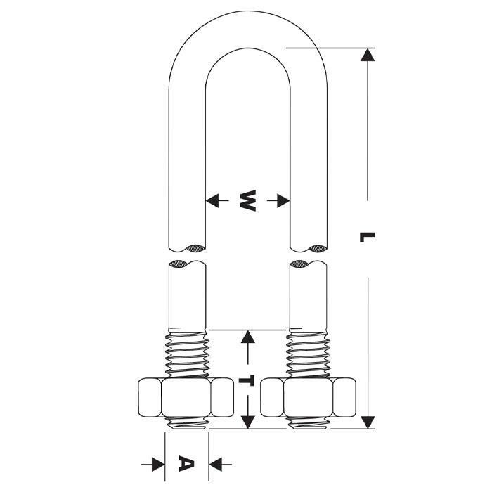Qty 30 Round U Bolt M12 (12mm) x 114mm ID x 165mm Long Galvanised HDG ...